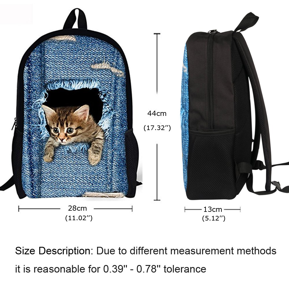 ThiKin Pet Dog School Bag Backpack, Cute Puppy Print Bookbag for Kids Boys Girls