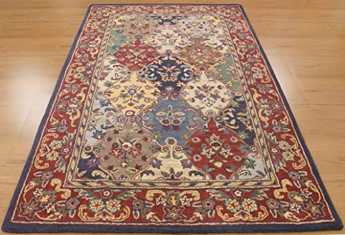 Allen Home Wool Area Rug | Alive Bakhtiyar Beige Area Carpets Suitable for Home Office, Living Room, Bedroom, Dining Room | Handcrafted | Traditional Wool Rugs | 100% Wool | 5'X8' |