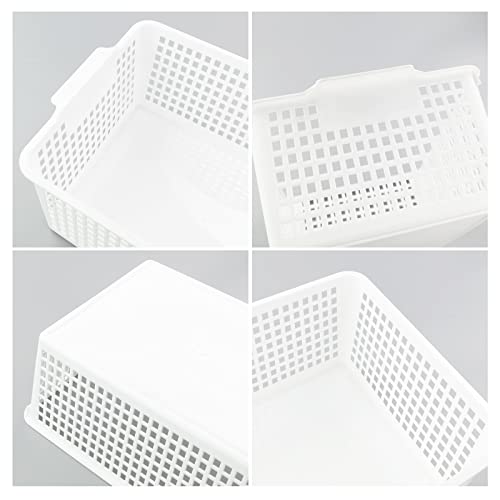 Fiazony 3-Pack Large Plastic Storage Basket, Plastic Storage Bin, White