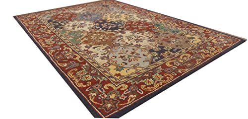 Allen Home Wool Area Rug | Alive Bakhtiyar Beige Area Carpets Suitable for Home Office, Living Room, Bedroom, Dining Room | Handcrafted | Traditional Wool Rugs | 100% Wool | 5'X8' |