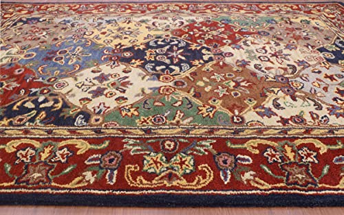 Allen Home Wool Area Rug | Alive Bakhtiyar Beige Area Carpets Suitable for Home Office, Living Room, Bedroom, Dining Room | Handcrafted | Traditional Wool Rugs | 100% Wool | 5'X8' |
