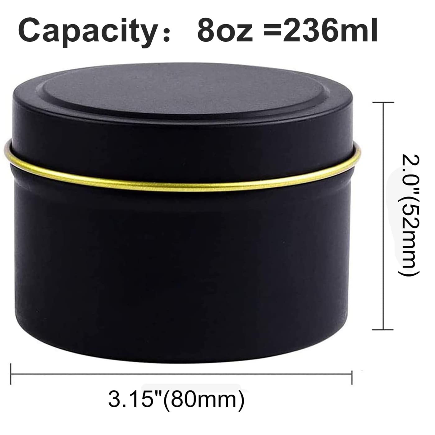sonviitins Black Candle Tins 24 Pieces,8oz Candle tin with Lids,Candle Jars for Candles Making, Arts & Crafts, Storage, and Gifts