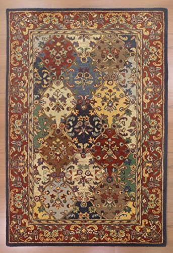 Allen Home Wool Area Rug | Alive Bakhtiyar Beige Area Carpets Suitable for Home Office, Living Room, Bedroom, Dining Room | Handcrafted | Traditional Wool Rugs | 100% Wool | 5'X8' |