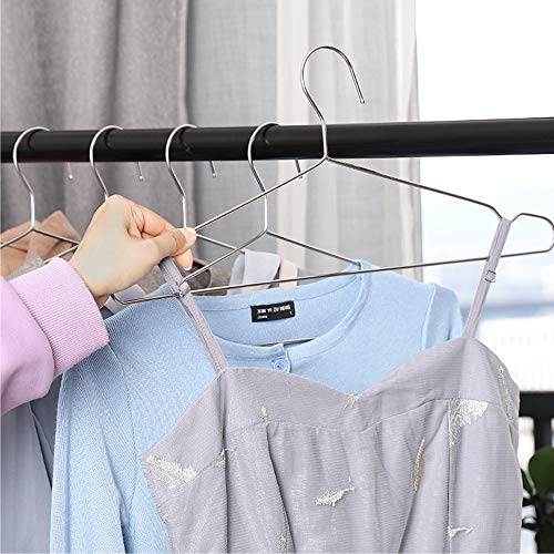 Seropy 40 Pack and 10 Pack Metal Clothes Heavy Duty Stainless Steel Coat Hangers with Anti-Slip Notch 16.5 Inch