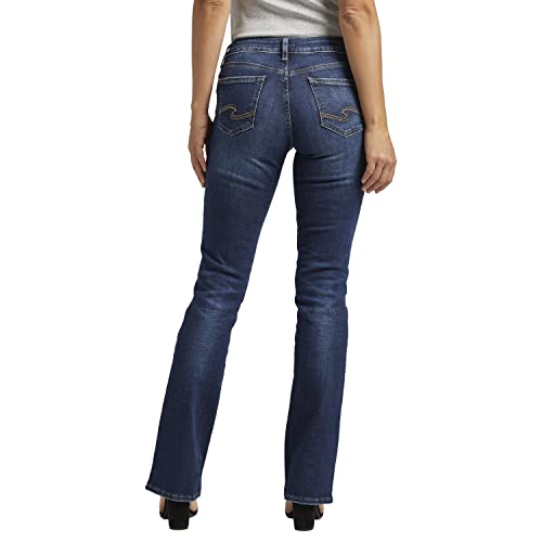 Silver Jeans Co. Women's Suki Mid Rise Curvy Fit Slim Bootcut Jeans, Vintage Dark Wash, 30W x 31L