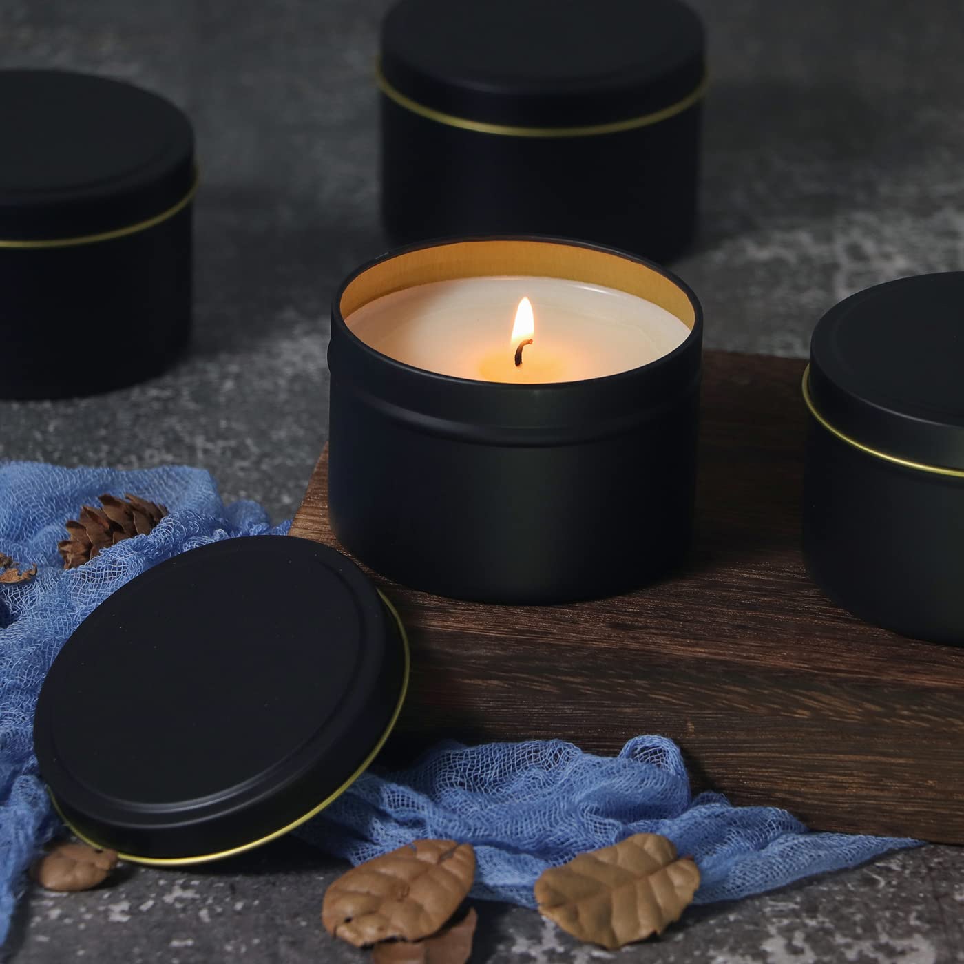 sonviitins Black Candle Tins 24 Pieces,8oz Candle tin with Lids,Candle Jars for Candles Making, Arts & Crafts, Storage, and Gifts