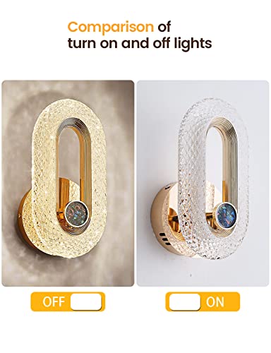 OYLYW Wall Sconces Set of Two, Acrylic led Wall Light lamp Vintage 3000k Vanity Lighting Fixture for Bedroom Bedside Bathroom Living Room Hallway(2 Pack)