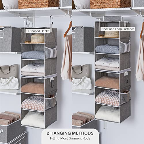 StorageWorks 6-Shelf Hanging Closet Organizers, 3-Pack Large Closet Organizers with Handles