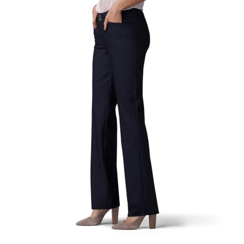 Lee Women's Secretly Shapes Regular Fit Straight Leg Pant, Black, 14