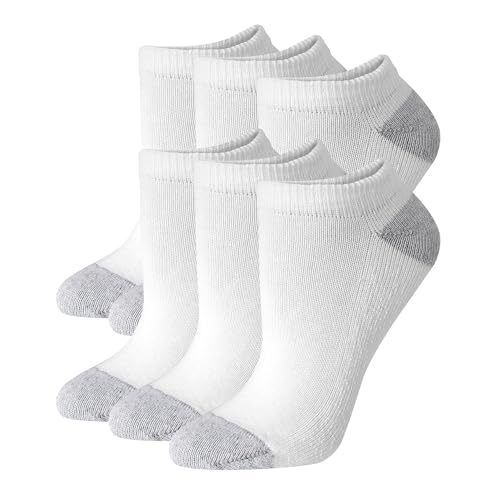 Hanes womens Plush Comfort Toe Seam No Show Socks, 6-pair Pack fashion liner socks, White, Shoe Size 5-9 US