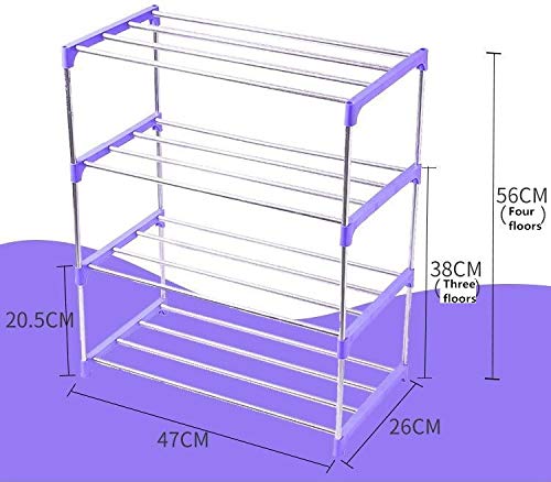 Diligencer Sturdy Plastic Stainless Steel Stackable Assembly Shoe Rack for Home Wall Entryway Over Door Closets Organizer Shoes Rack Ms Men Kids (Pink/Green/Blue)