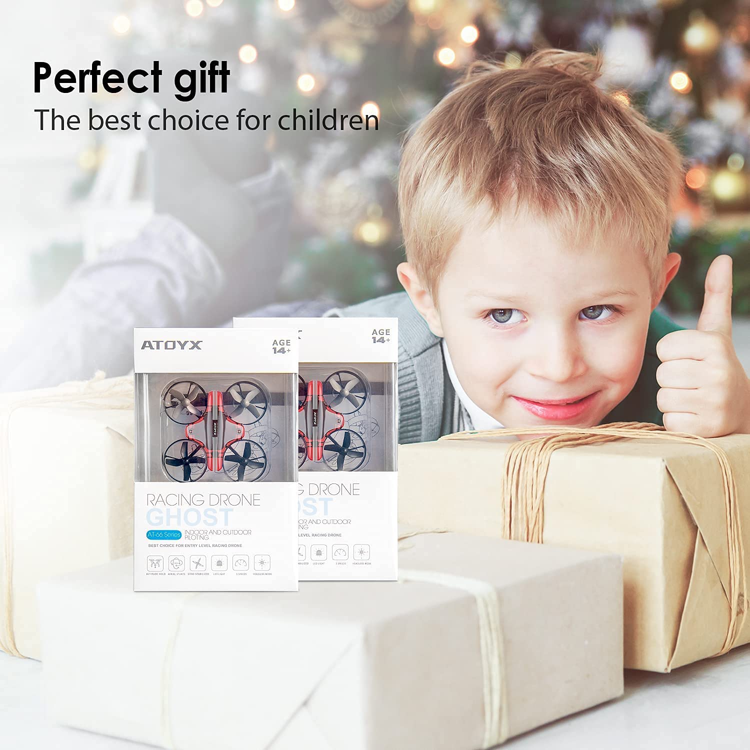 ATOYX Mini Drone for Kids & Beginners, Indoor Portable Hand Operated/RC Nano Helicopter Quadcopter with Auto Hovering, Headless Mode & Remote Control, Children's Day Gift for Boys and Girls -Red