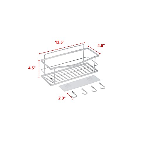 Displays By Jack DBJ Shower Caddy Organizer with Hooks for Hanging Razor and Soap, Shampoo Conditioner Organizer Holder, Adhesive Wall Mounted No Drilling Bathroom Rack, Rustproof and Stainless Steel