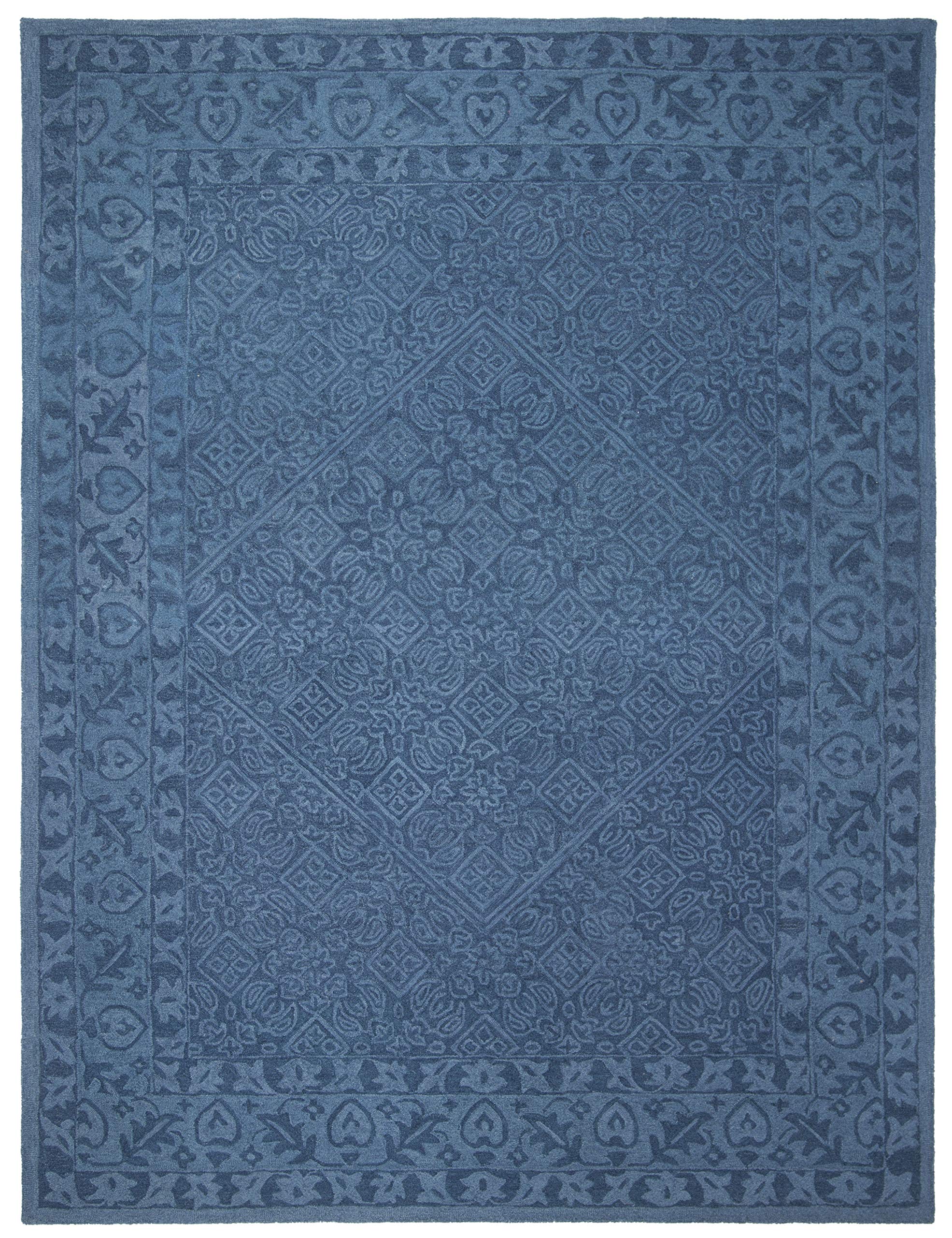 SAFAVIEH Dip Dye Collection Area Rug - 8' x 10', Navy Blue, Handmade Wool, Ideal for High Traffic Areas in Living Room, Bedroom (DDY151N)