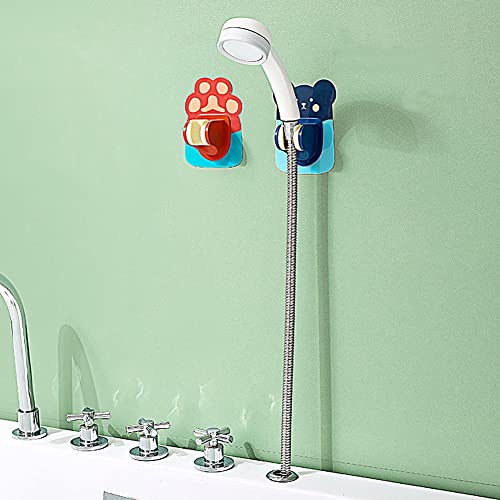Strong Adhesive Shower Head Holder, Cute Cartoon Wall Mount Shower Holder, Waterproof Shower Bracket by Loranzi (Blue)