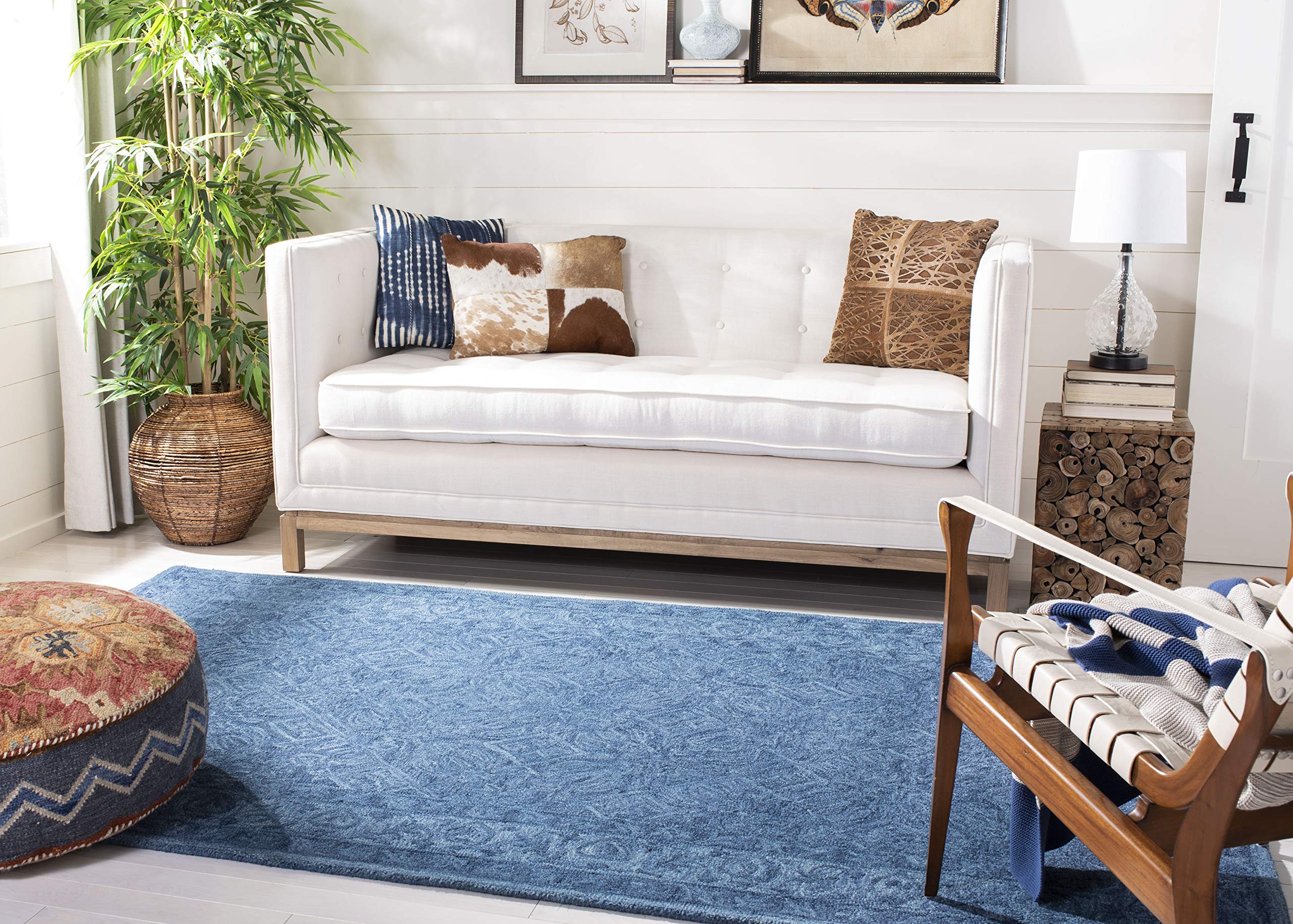 SAFAVIEH Dip Dye Collection Area Rug - 8' x 10', Navy Blue, Handmade Wool, Ideal for High Traffic Areas in Living Room, Bedroom (DDY151N)