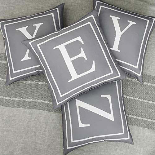 Fascidorm Gray Pillow Cover English Alphabet M Throw Pillow Case Modern Cushion Cover Square Pillowcase Decoration for Sofa Bed Chair Car 18 x 18 Inch