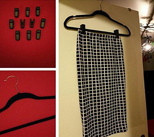 erioctry Plastic Hanger Clips- Black Slim-line Set 20 Pack Pants Hanger Clips, Strong Pinch Grip Clips for Use with Slim-line Clothes Hangers, Finger Clips for Velvet Hangers