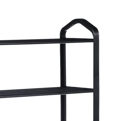 YSSOA 4-Tier Stackable Shoe Rack, 12-Pairs Sturdy Shoe Shelf Storage, Black Shoe Tower for Bedroom, Entryway, Hallway, and Closet