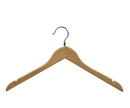 Proman Products Kascade Wooden Hanger with Shoulder Notches, Natural, 50 Piece / Box