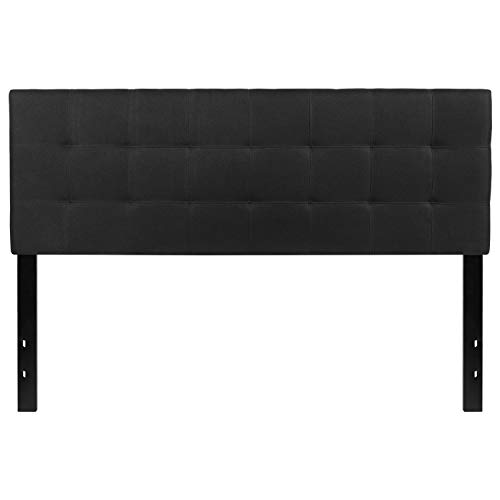 Flash Furniture Bedford Tufted Upholstered Headboard for Queen Size Bed, Contemporary Fabric Tufted Headboard with Adjustable Height, Black