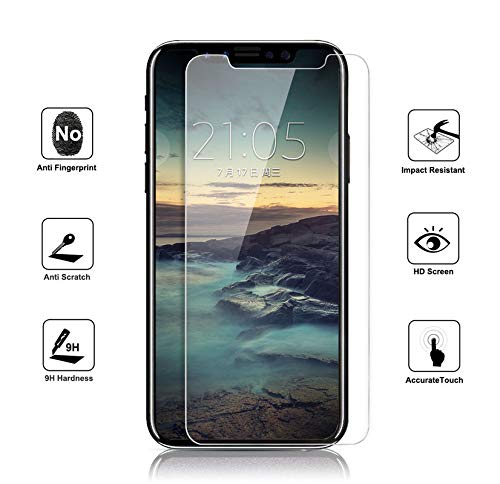 iPhone X Screen Protector, iPhone X Tempered Glass Screen Protectors [3D Touch] 0.25mm Screen Protector Glass for Apple iPhoneX work with most case 99% Touch Accurate