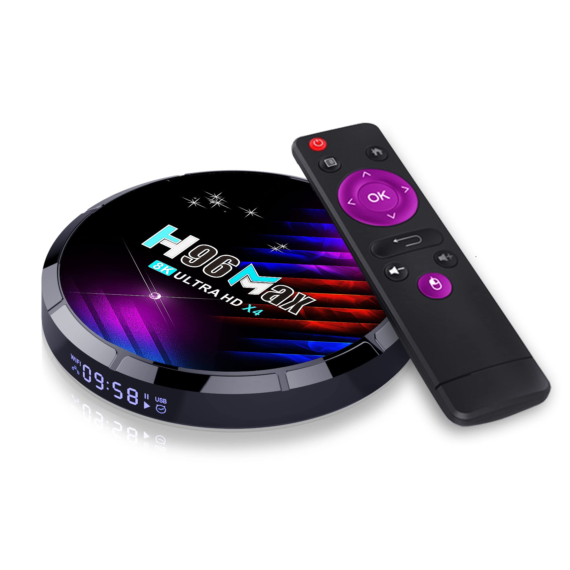Android Tv Box 11.0 H96 Max X4 Amlogic S905X4 64-bit Quad Core 4GB Ram 32GB ROM USB 3.0 Bt 4.1 Ultra 8K HDR 2.4G 5.8G Dual Band WiFi 100M Ethernet