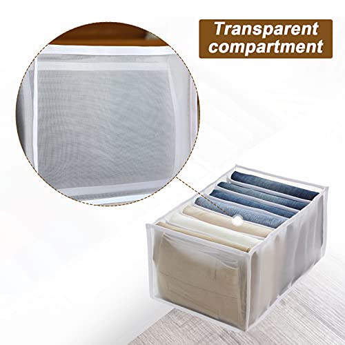 JinGoldBell Wardrobe Clothes Organizer 5pcs Foldable Closet Portable Storage Baskets Visible Grid Storage Box Washable Storage Containers Clothing Storage Bins for Bedroom (1 Set of Mix, White)