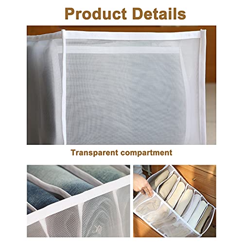 JinGoldBell Wardrobe Clothes Organizer 5pcs Foldable Closet Portable Storage Baskets Visible Grid Storage Box Washable Storage Containers Clothing Storage Bins for Bedroom (1 Set of Mix, White)