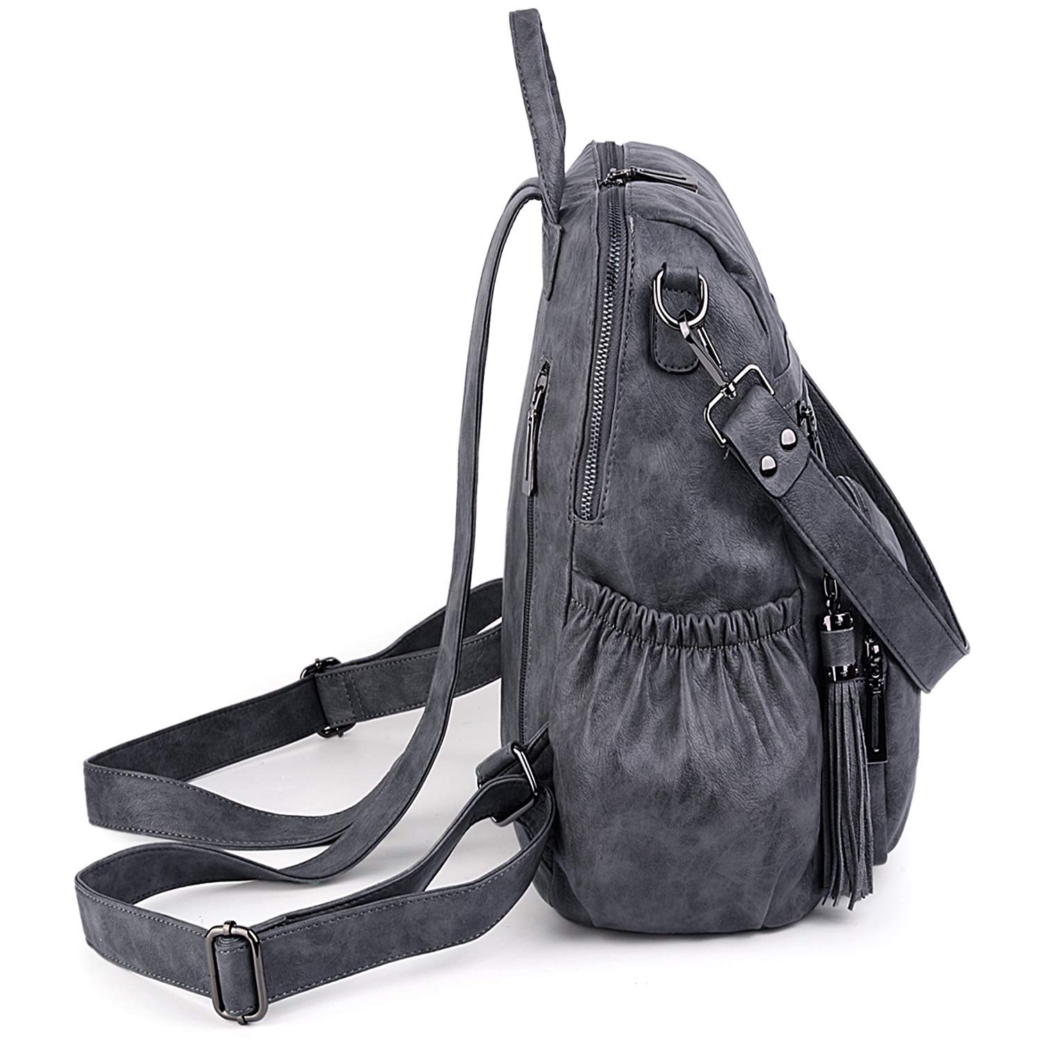 UTO Women Backpack Purse Leather Vegan Ladies Fashion Designer Rucksack Convertible Travel Shoulder Bag with Tassel