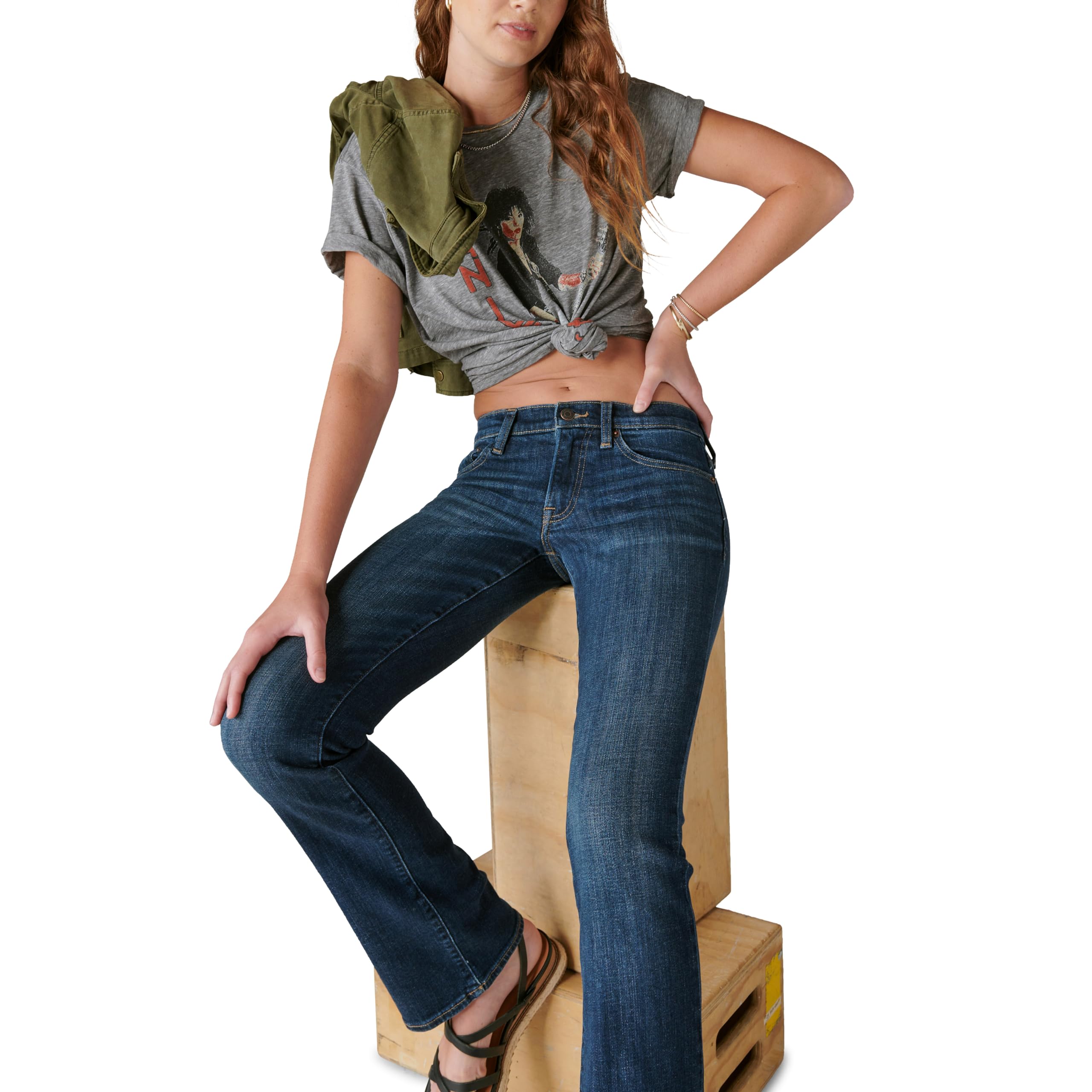 Lucky Brand Women's Mid Rise Sweet Bootcut Jean, Agate, 26 x32