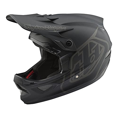 Troy Lee Designs D3 Fiberlite Helmet - Full Face Adult Bicycle Helmet Lightweight Fiberglass. Downhill, BMX Gravel MTB Bicycle Cycling Accessories - Men Women Youth Girls Boys - Mono Black, MD