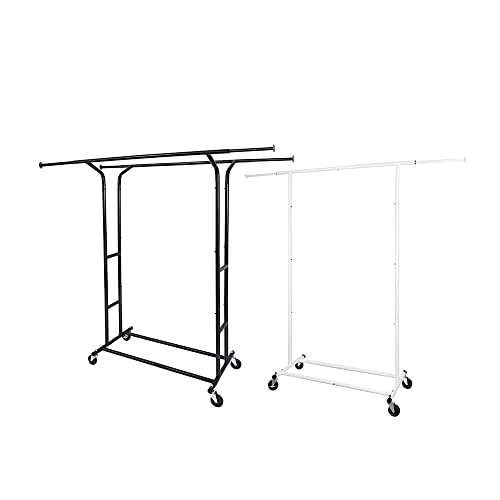 Fishat Heavy Duty Double & Single Rod Garment Rack, Black White