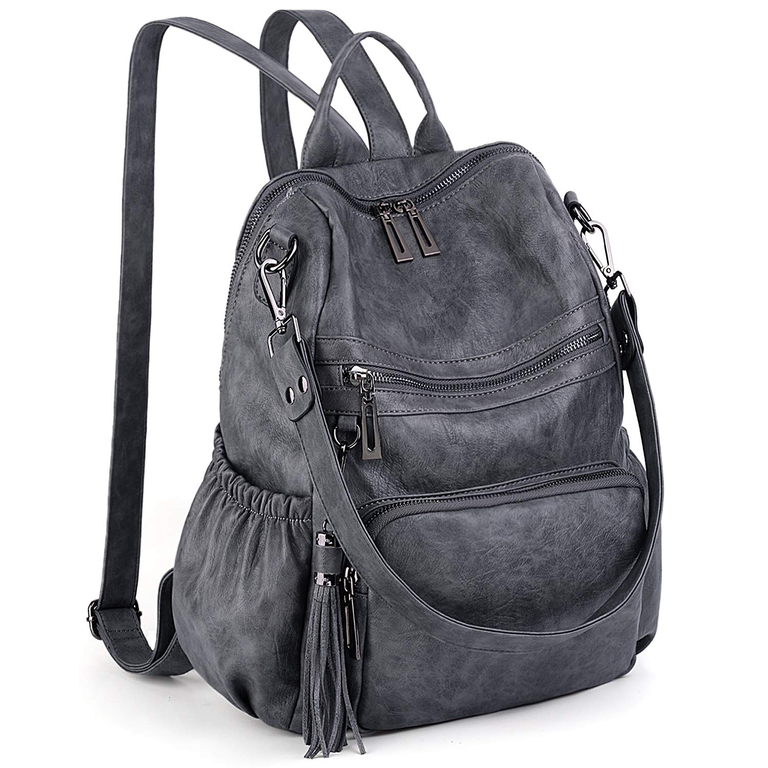 UTO Women Backpack Purse Leather Vegan Ladies Fashion Designer Rucksack Convertible Travel Shoulder Bag with Tassel
