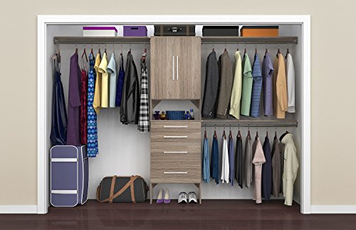 ClosetMaid 1936340 SuiteSymphony Modern 25-Inch Closet Organizer with Shelves, 2-Doors and 4-Drawers, Natural Gray