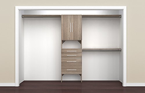 ClosetMaid 1936340 SuiteSymphony Modern 25-Inch Closet Organizer with Shelves, 2-Doors and 4-Drawers, Natural Gray