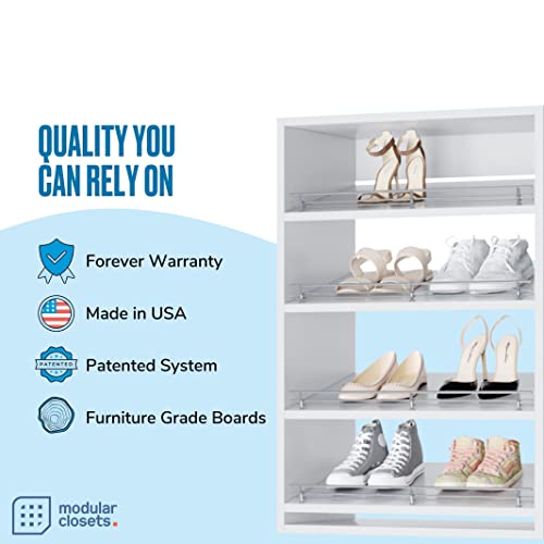 Short Closet Shelves Tower - Modular Closet System with Shoe Shelves (4) - Corner Closet System - Closet Organizers and Storage Shelves (White, 31.5 inches Wide) Closet Shelving