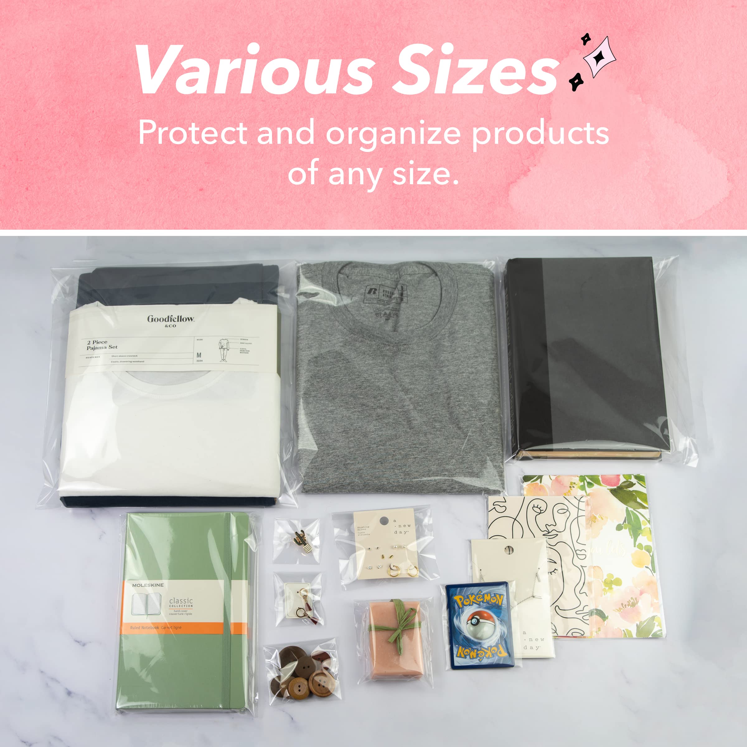 Pack It Chic - 10β X 13β (200 Pack) Clear Resealable Cello Bags - Fits 10X13 Prints, Photos, Documents - Self Seal