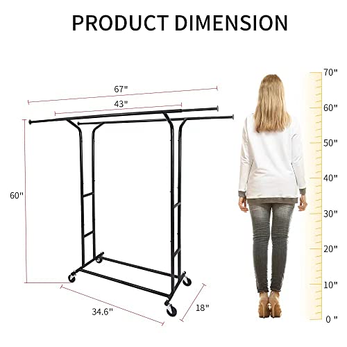 Fishat Heavy Duty Double & Single Rod Garment Rack, Black White