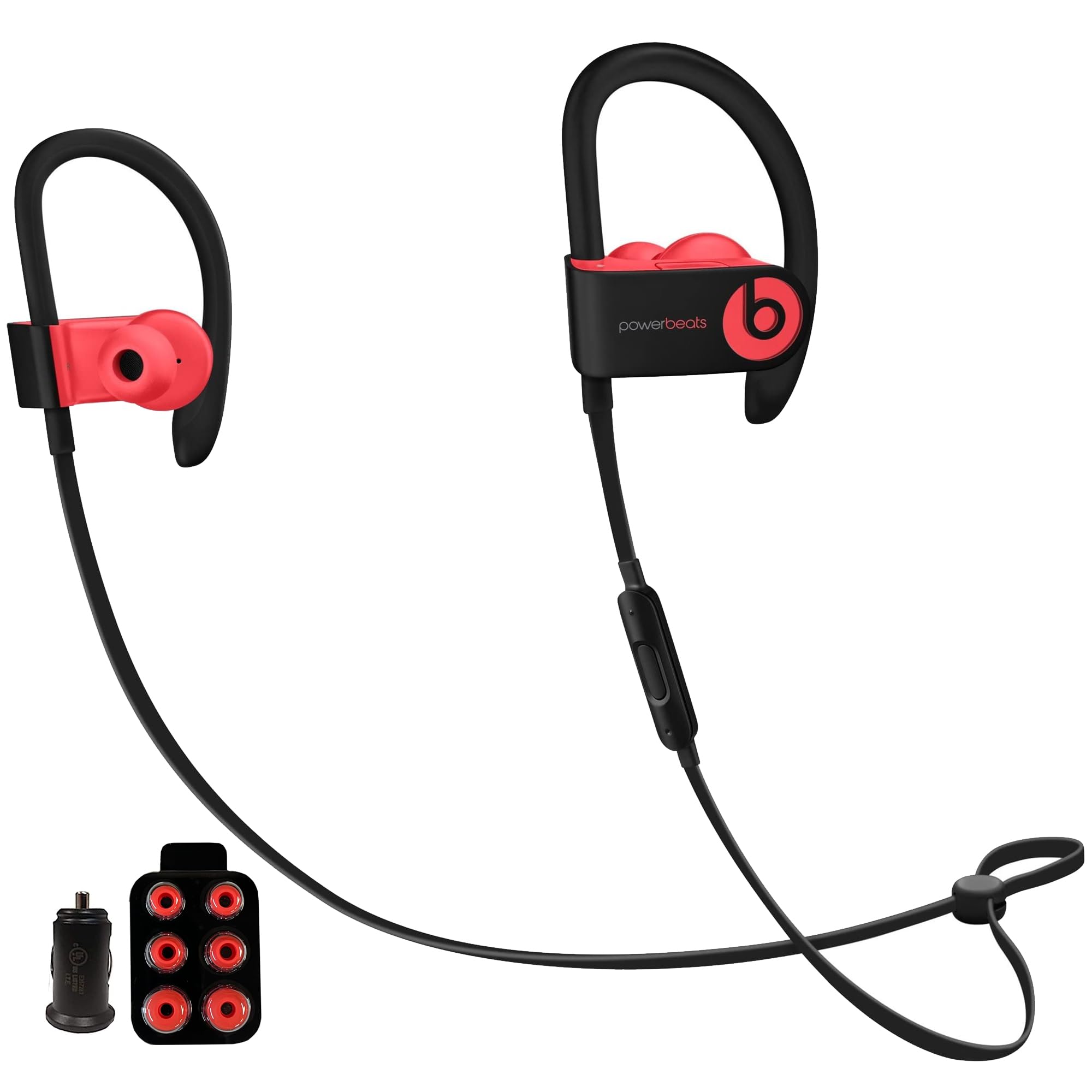 Beats by Dr. Powerbeats3 Wireless In-Ear Headphone W/MKK Car Adapter (Renewed) (Siren Red)