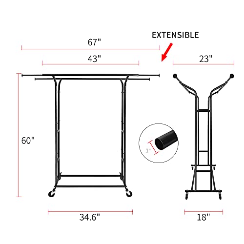 Fishat Heavy Duty Double & Single Rod Garment Rack, Black White