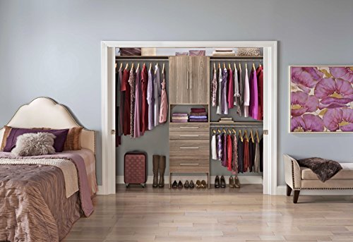 ClosetMaid 1936340 SuiteSymphony Modern 25-Inch Closet Organizer with Shelves, 2-Doors and 4-Drawers, Natural Gray