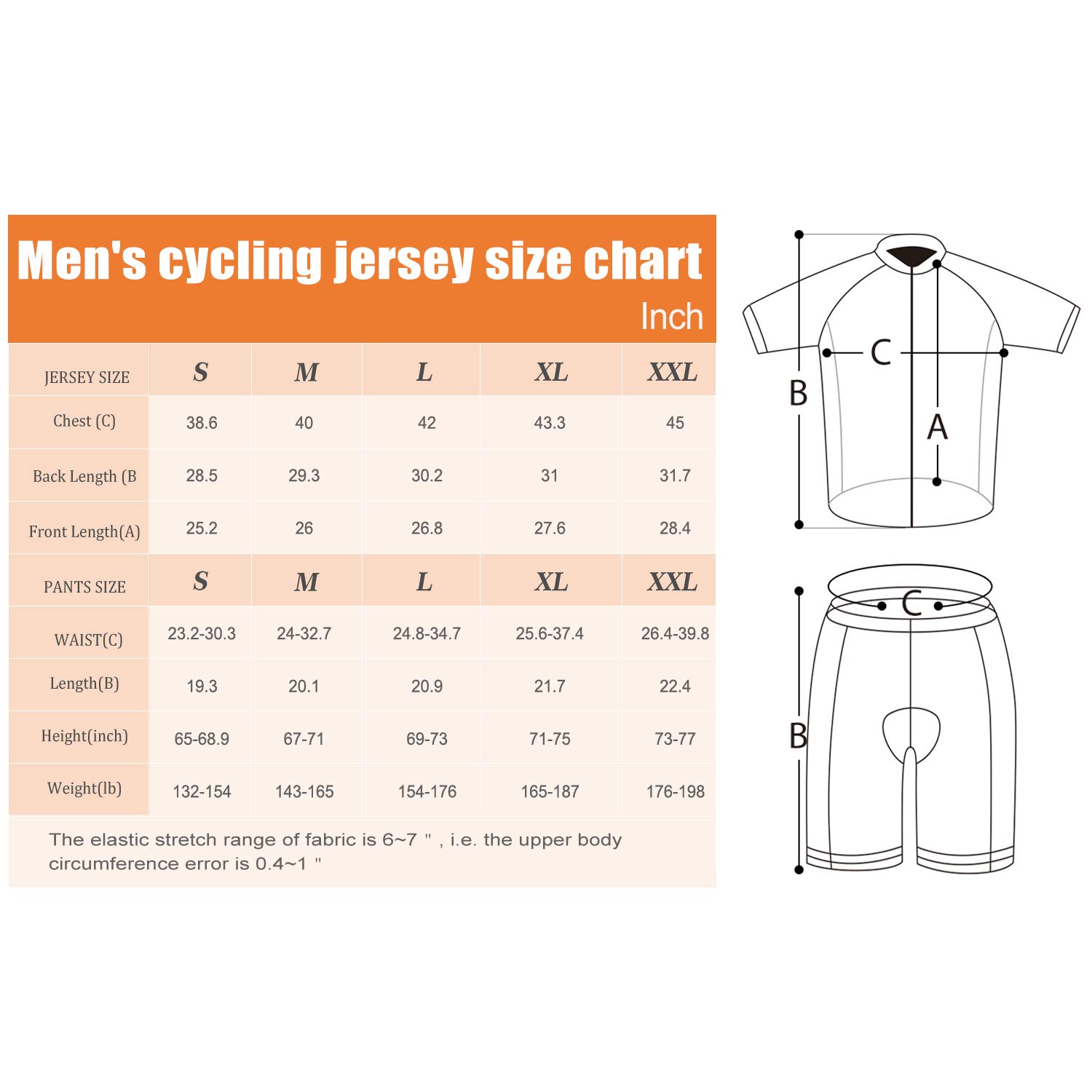Men's Cycling Jersey Set - Reflective Quick-Dry Biking Shirt and 3D Padded Cycling Bike Shorts