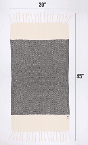 Turkish Hand Towel Set of 4 Herringbone Peshtemal Towel 100% Cotton 45x20" Light Weight Thin Quick Dry Hand Bath Hair Gym Face Tea Kitchen Set Farm House Decor Decorative Bathroom Towel (Black)