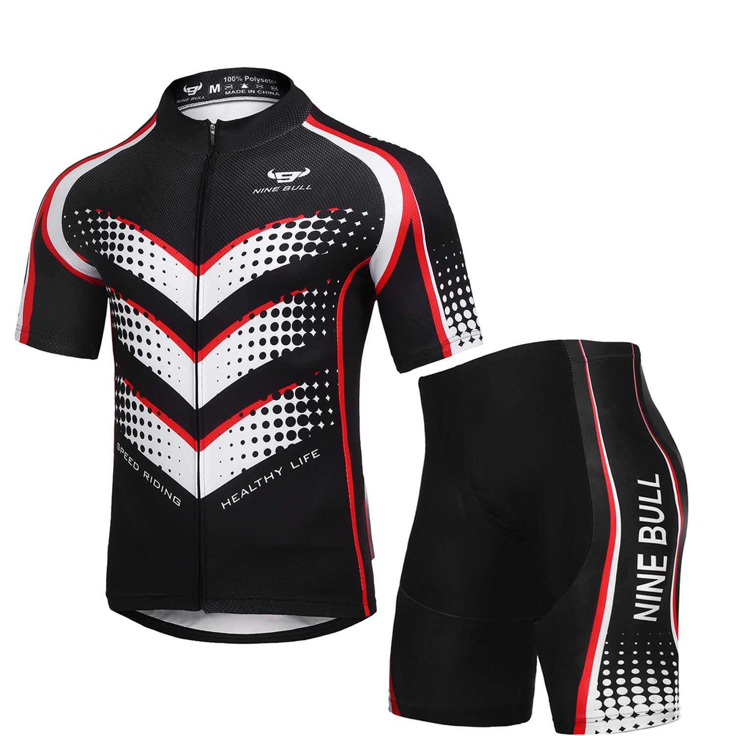 Men's Cycling Jersey Set - Reflective Quick-Dry Biking Shirt and 3D Padded Cycling Bike Shorts
