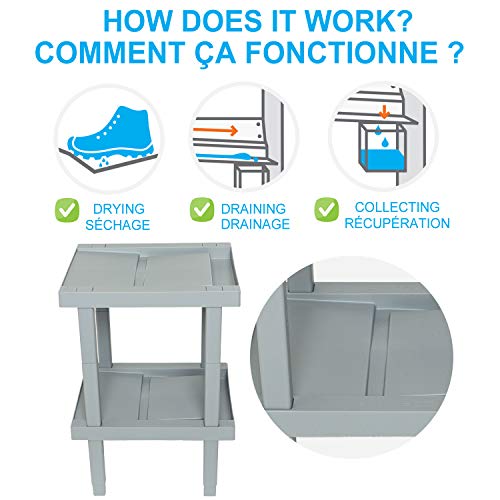 RAKABOT Water and Sand Collecting and Draining Shoe and Boot Rack, Unique Locker Shelf Solution and Locker Organizer