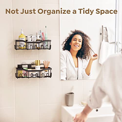 Shower Caddy 5-Pack, Adhesive Shower Shelves, Bathroom Shower Caddies, Large Shower Storage for Inside Shower Organizer Stainless Steel Rustproof Bathroom Organizer, Wall Mounted Shower Accessories