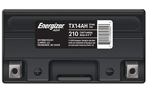 Energizer TX14AH AGM ATV and UTV 12V Battery, 210 Cold Cranking Amps and 12 Ahr, Replaces: YTX14AH-BS and others