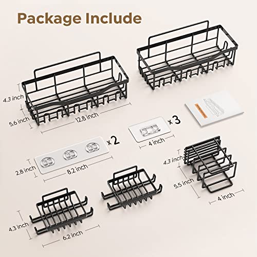 Shower Caddy 5-Pack, Adhesive Shower Shelves, Bathroom Shower Caddies, Large Shower Storage for Inside Shower Organizer Stainless Steel Rustproof Bathroom Organizer, Wall Mounted Shower Accessories