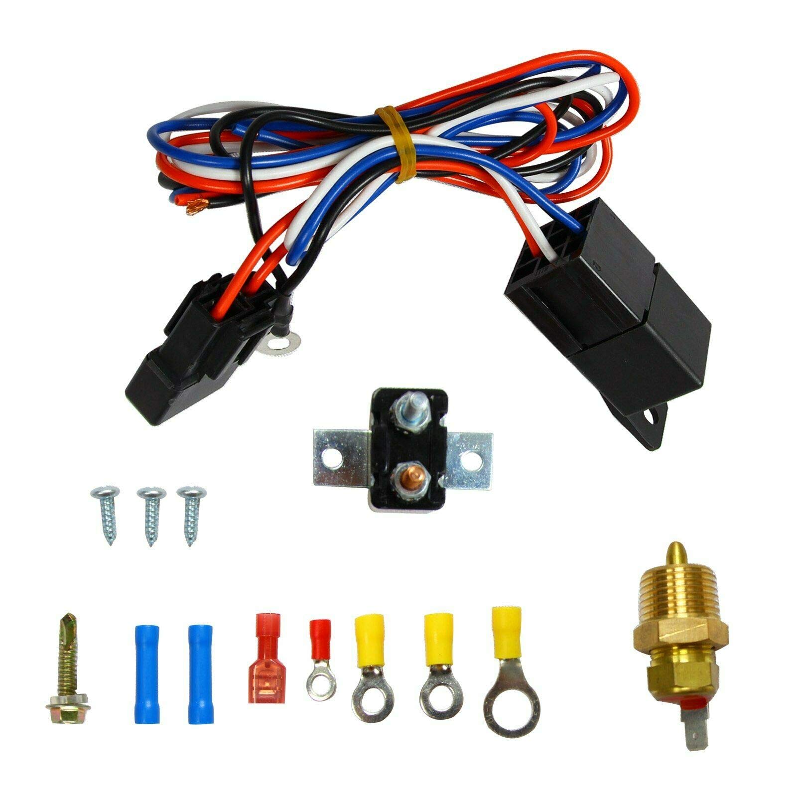 BLACKHORSE-RACING 16" 16 inch Electric Radiator Fan High 3000 + CFM Thermostat Wiring Switch Relay Kit Black